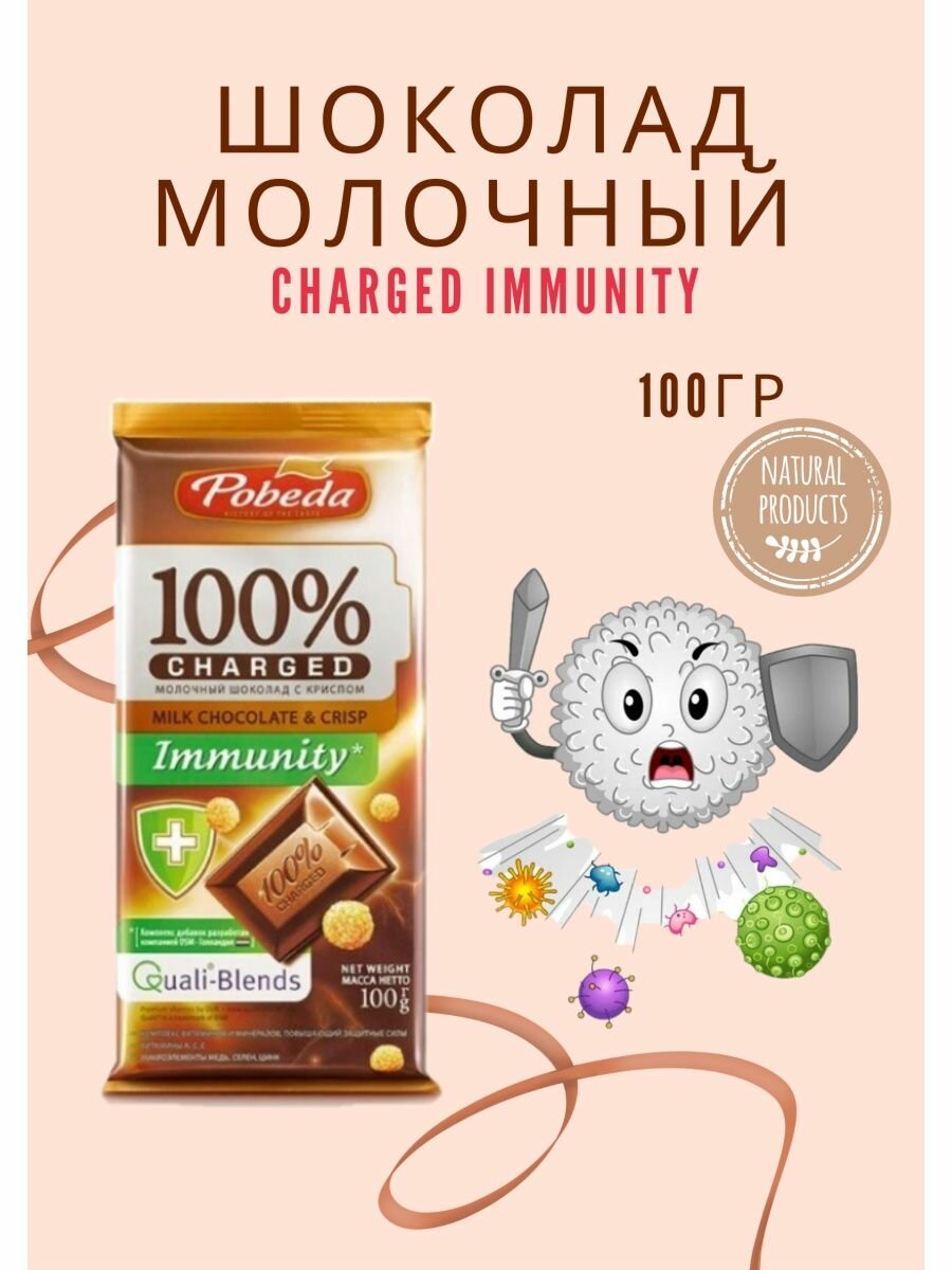 Шоколад молочный с криспом иммунити для иммунитета 100 гр Чаржед