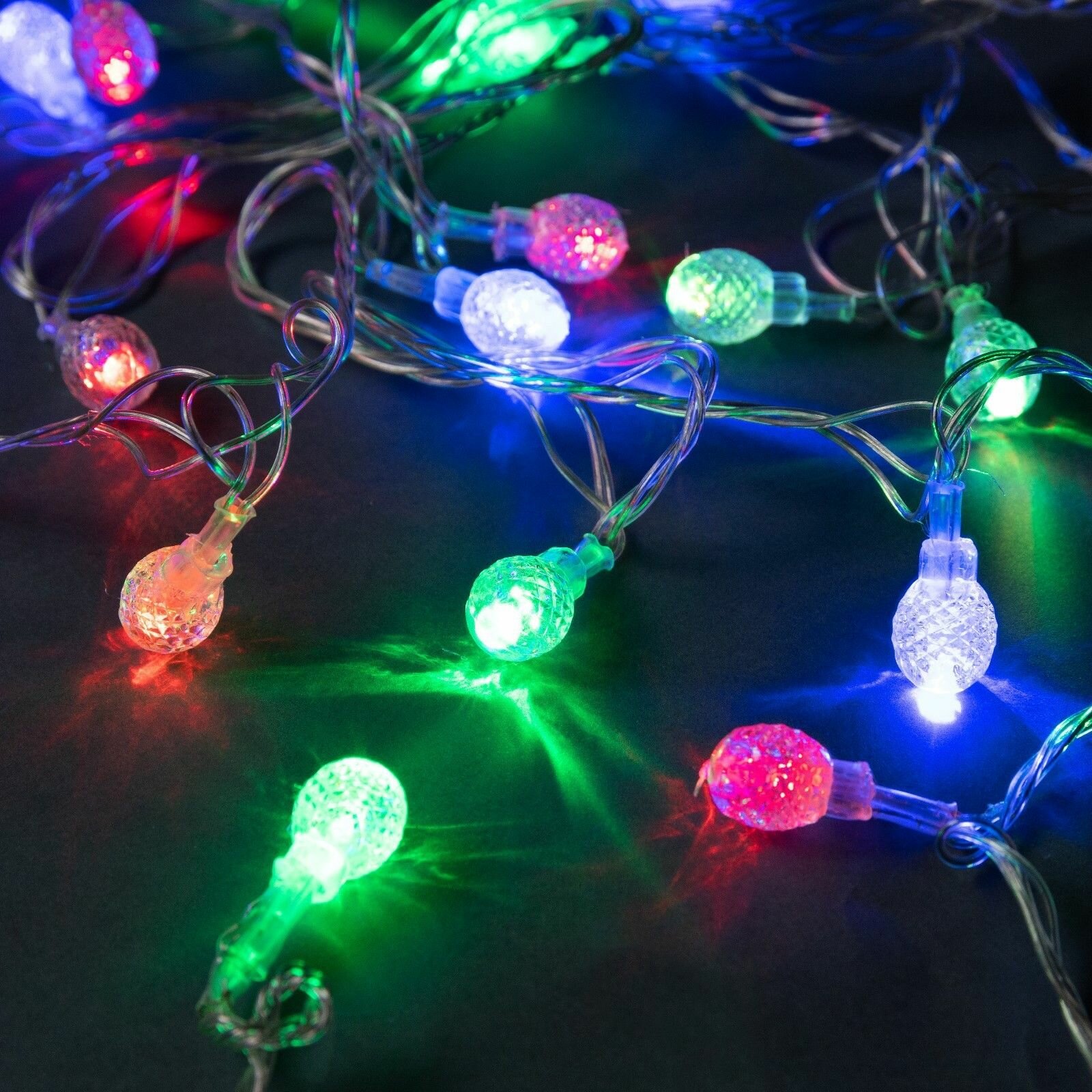 Гирлянда интерьерная светящаяся "Нить" 5 м, с насадками "Фонарики", IP20, прозрачный шнур, 20 LED, свечение мульти (RG/RB), мигание, работает от сети, 220 В, новогодняя электрогирлянда для украшения дома и на елку, праздничный декор на новый год
