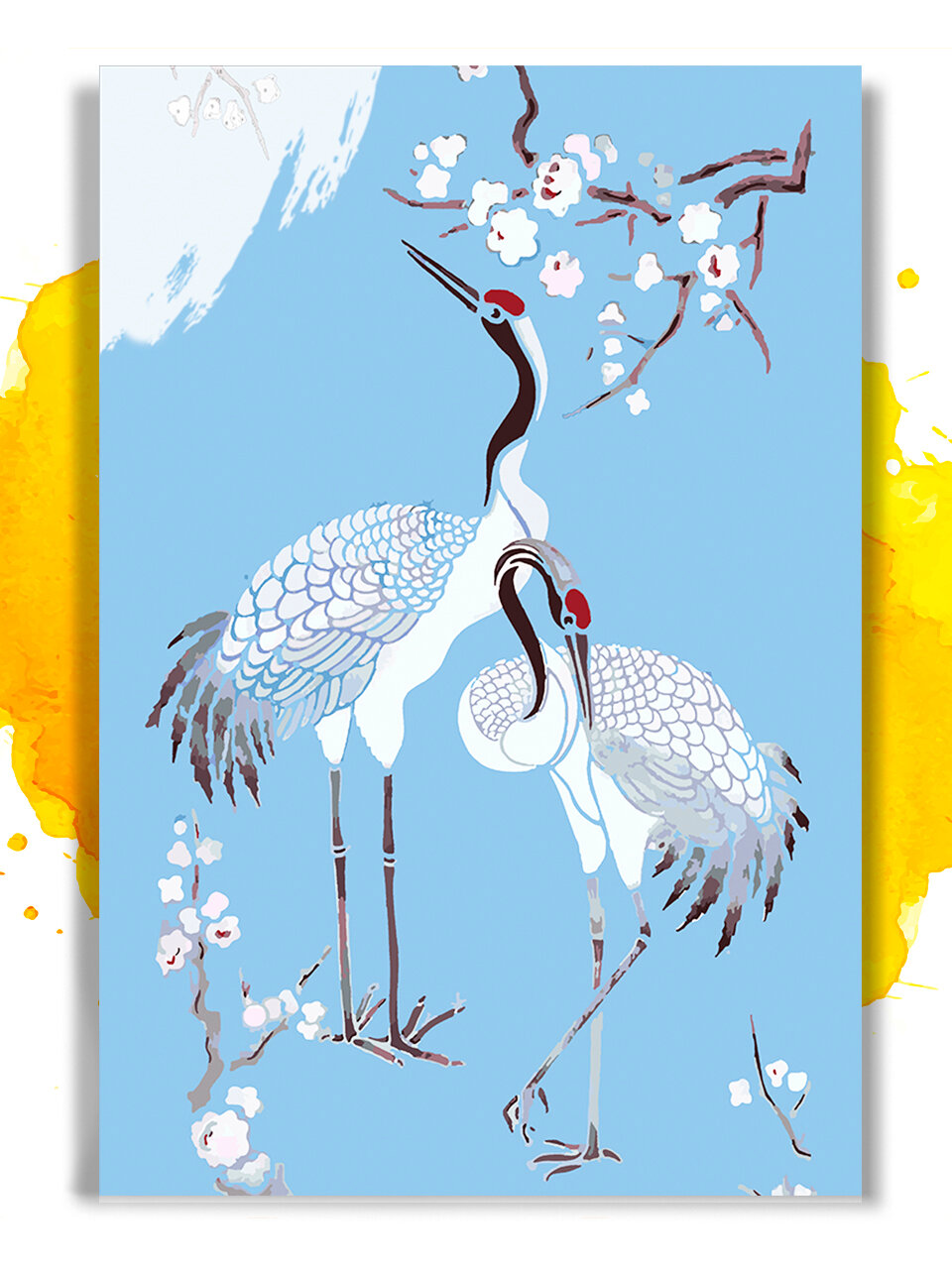 Картина по номерам на холсте Журавль в японском стиле, 40 х 60 см