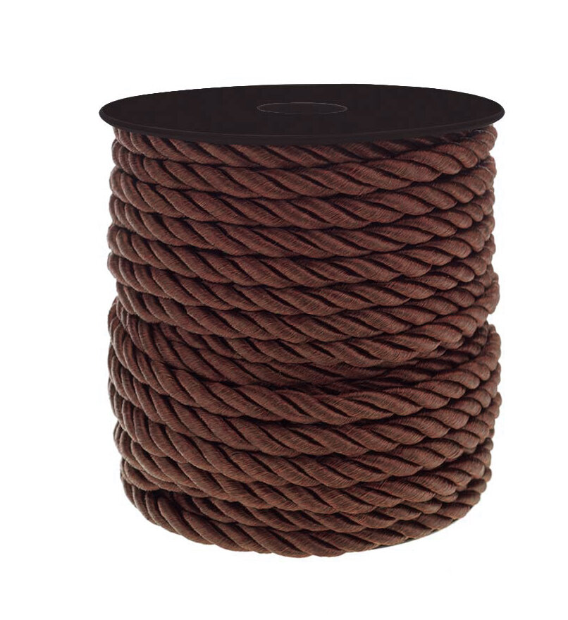 Шнур витой декоративный для рукоделия 5 мм, баклажановый, 18 метров / Шнур крученый на бобине