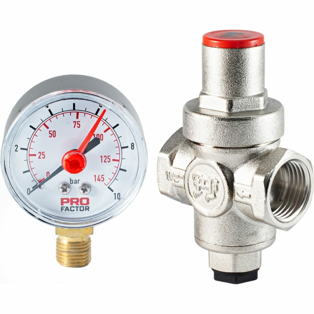 Редуктор давления PROFACTOR поршневой, c манометром 1/2" PF PRV 251.15G