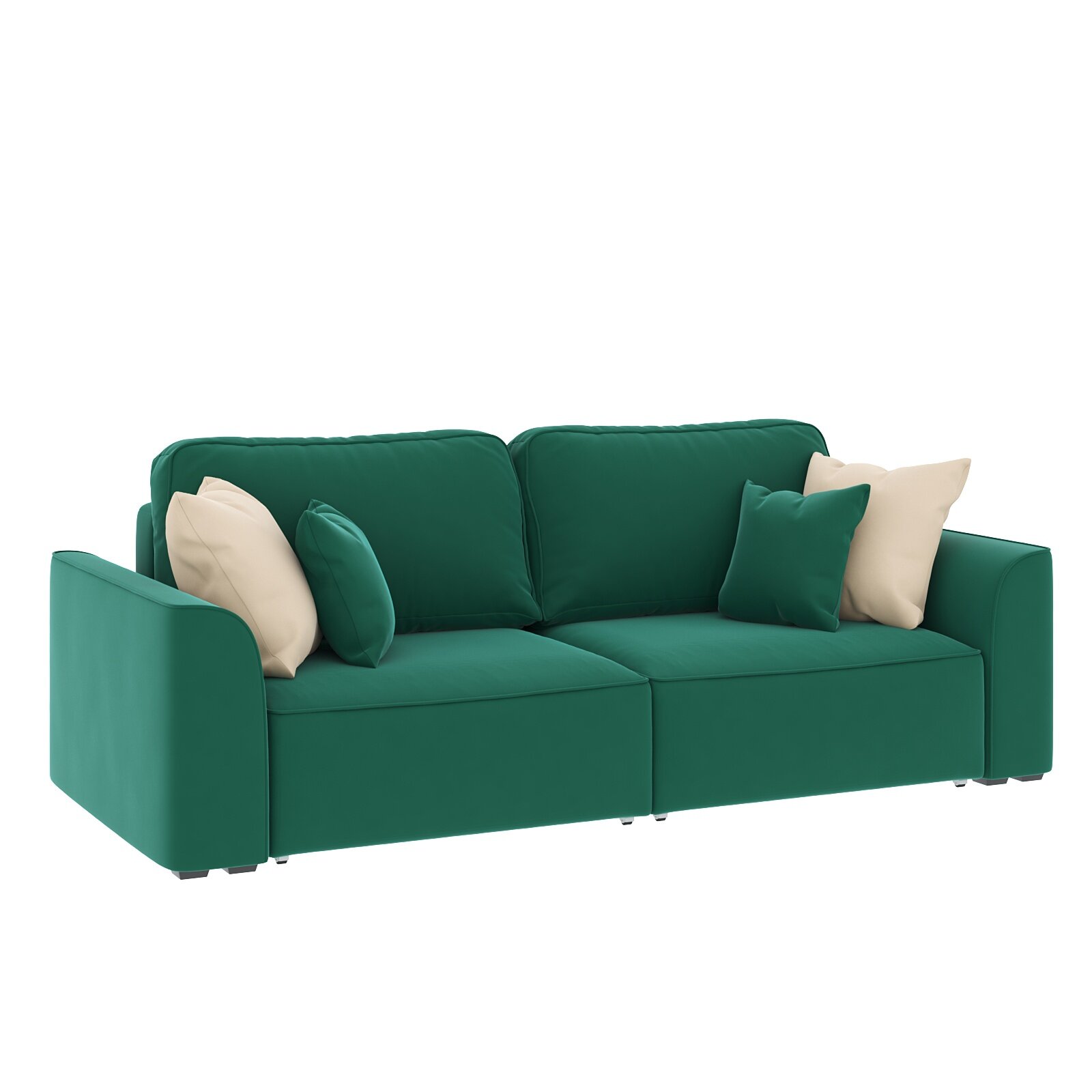 Диван-еврокнижка Сиэтл в зеленом велюре К69, подушки К05