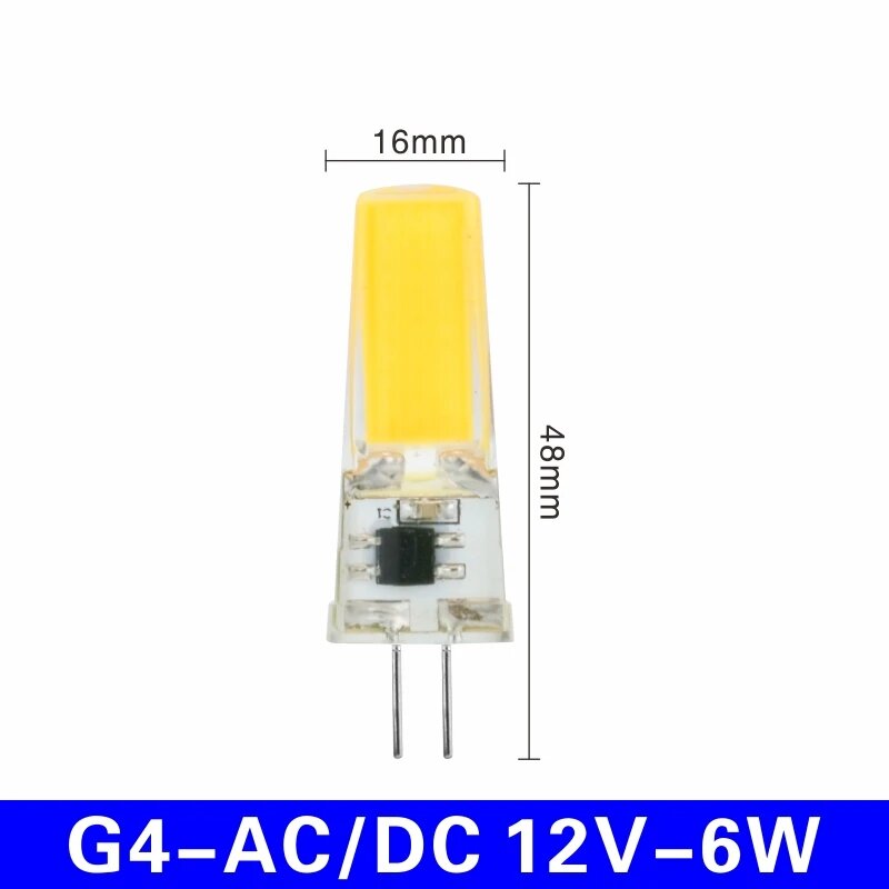 Светодиодная лампа G4 6W 12V AC/DC, Warm white, Желтый