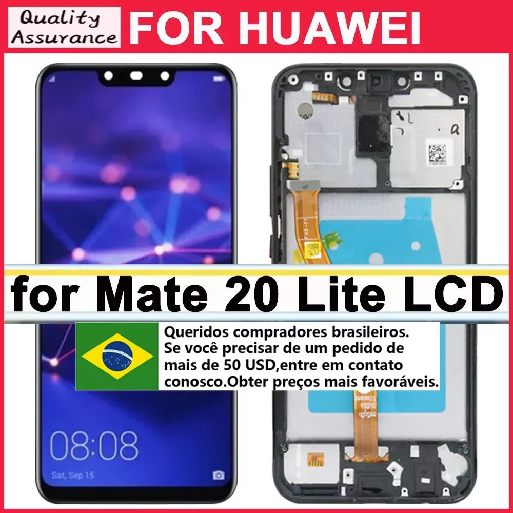 Высококачественный 6,3-дюймовый ЖК-дисплей для замены для Huawei Mate 20 Lite, сенсорный экран, модели SNE-AL00, SNE-LX1, SNE-LX2, SNE-LX3 With Black frame