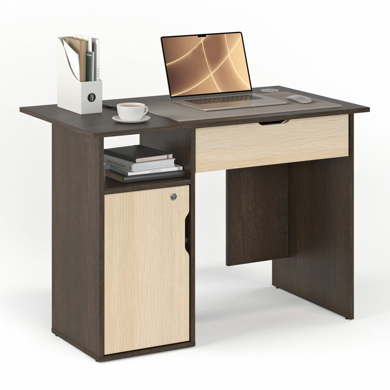 Письменный стол 007061ЛЯ (цвет: венге, дуб молочный)
