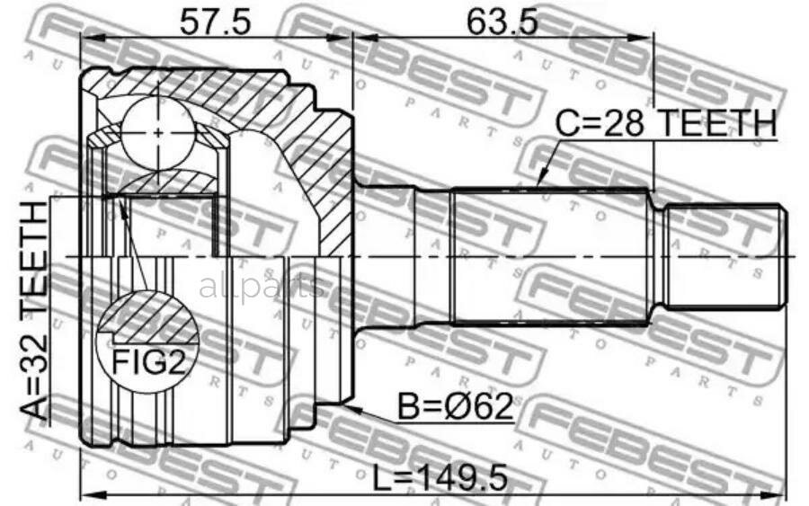 FEBEST 0510-GHMT Шрус наружный 32x59x28
