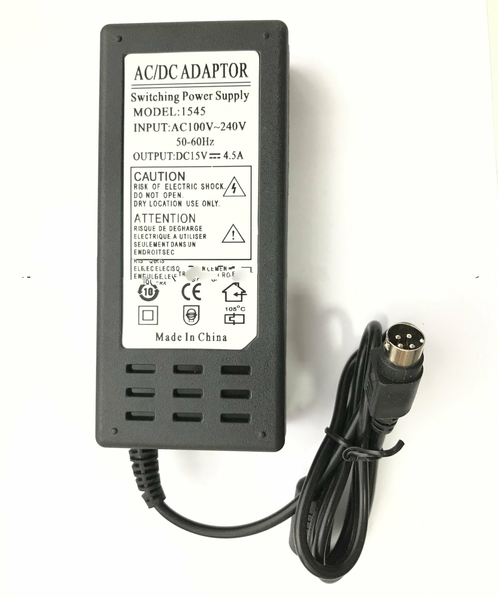 Блок питания для телевизора и монитора LG Philips CAM-1550 SAD7015SE 15V-4.5A (5А) 4pin (4пин) совместимый