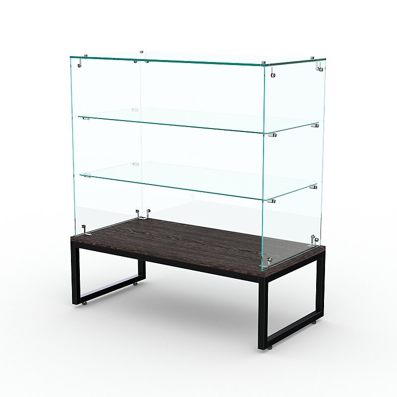 Торговый стеклянный прилавок "лофт стиль" №22 (без дверок), Дуб Венге