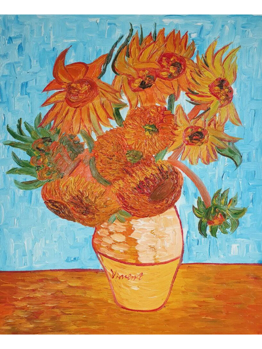 Интерьерная картина маслом "Подсолнухи" 48х58 см