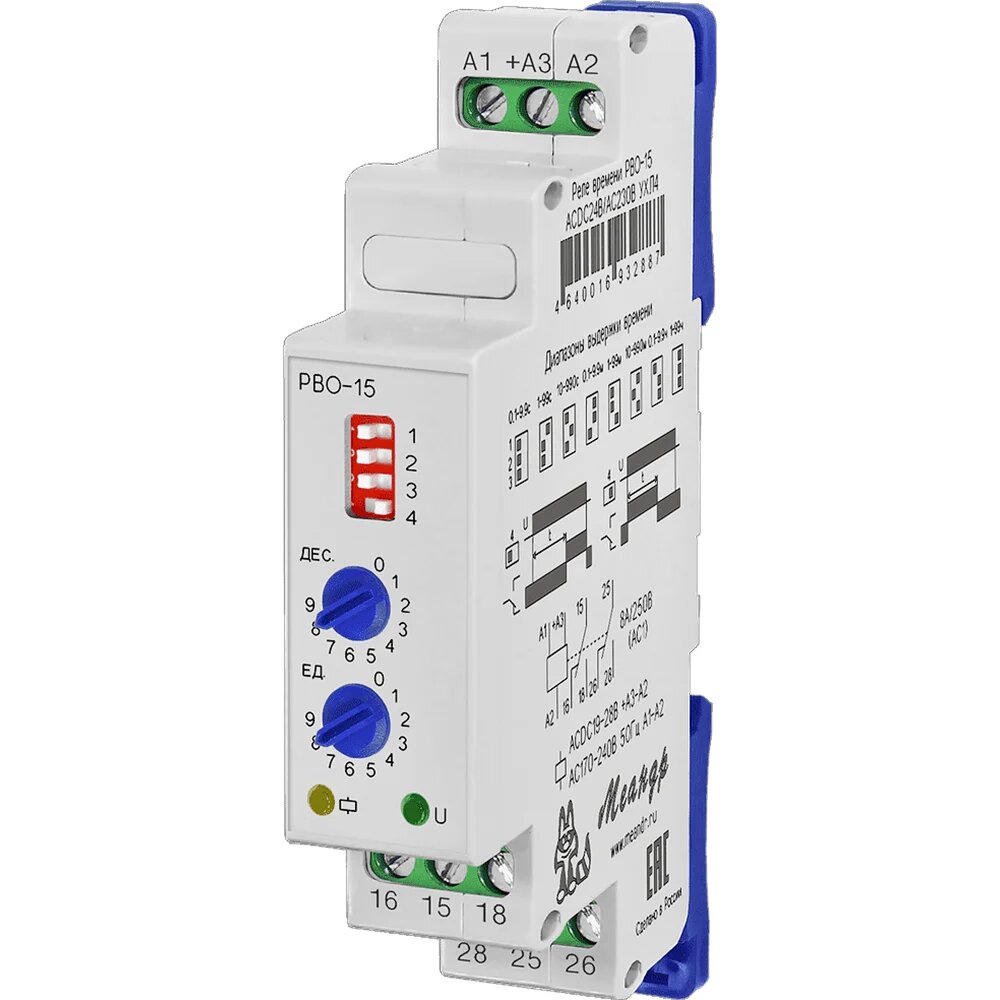 Реле, Меандр, времени Меандр РВО-15 ACDC24B/AC230B УХЛ4 A8302-16932887, выдачи команд в схемы, (артикул