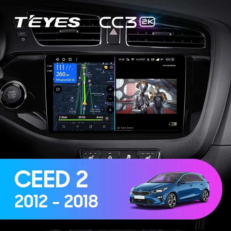 Магнитола Teyes CC3 2K 4-64 Kia Ceed 2 JD 2012-2018 9.5"