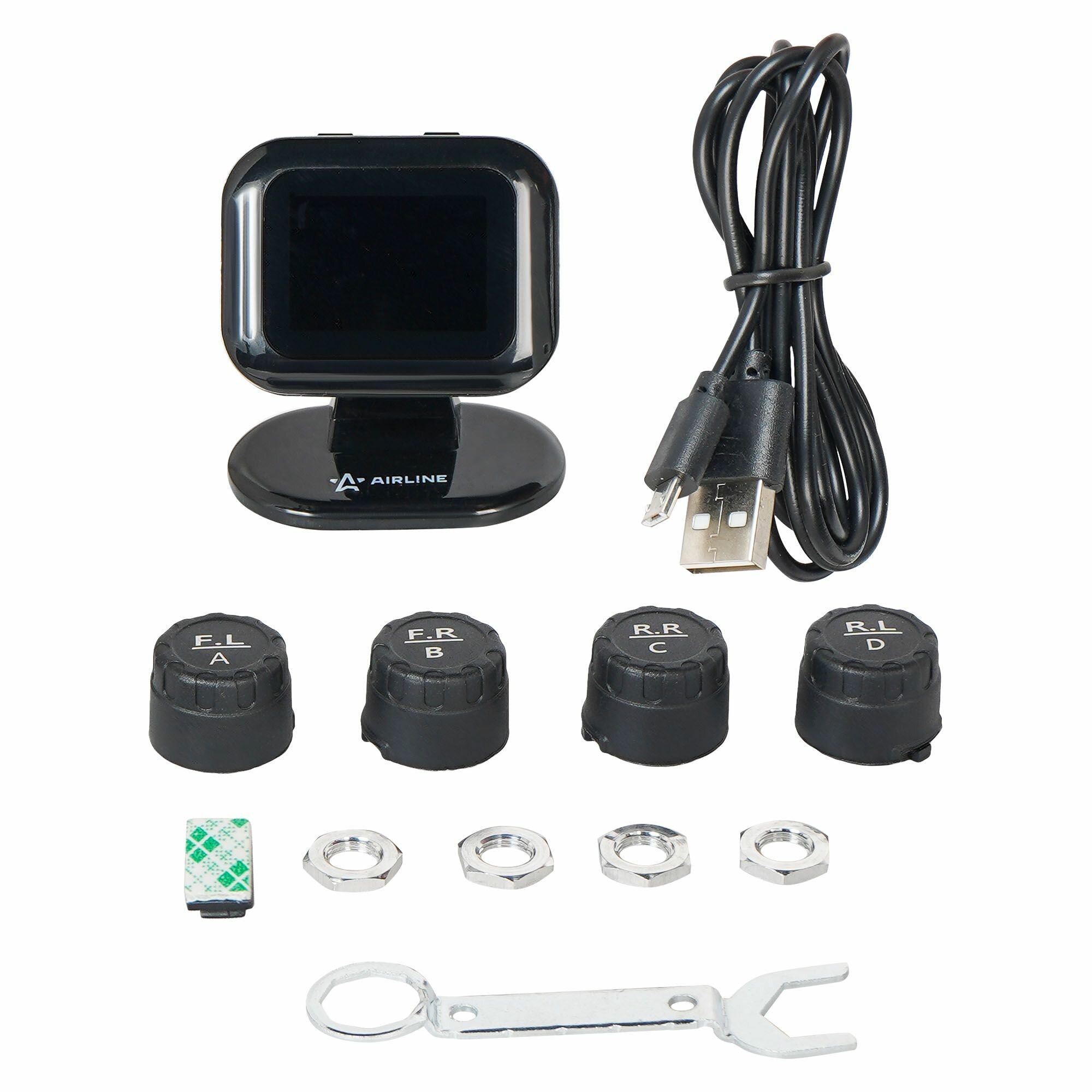Система контроля давления в шинах TPMS, 4 внешних датчика, дисплей мини, AIRLINE AEBJ001