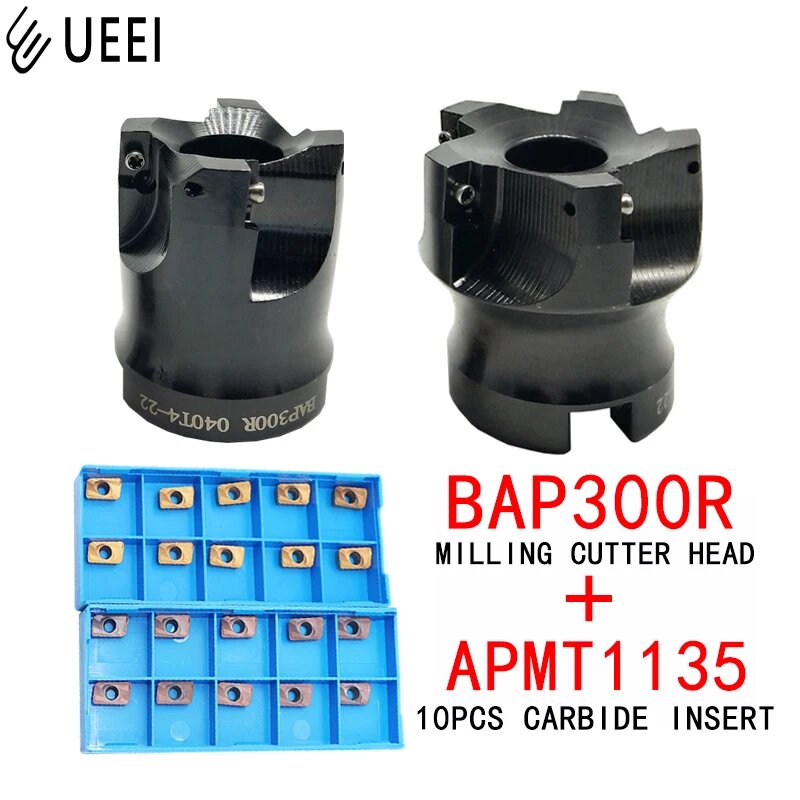 Торцевая фреза BAP300R, твердосплавная головка 40-22-4T BAP 300R 50-22-5T, с канавками и 10 пластинами APMT1135 10pcs APMT1135, BAP300R-50-22-5T