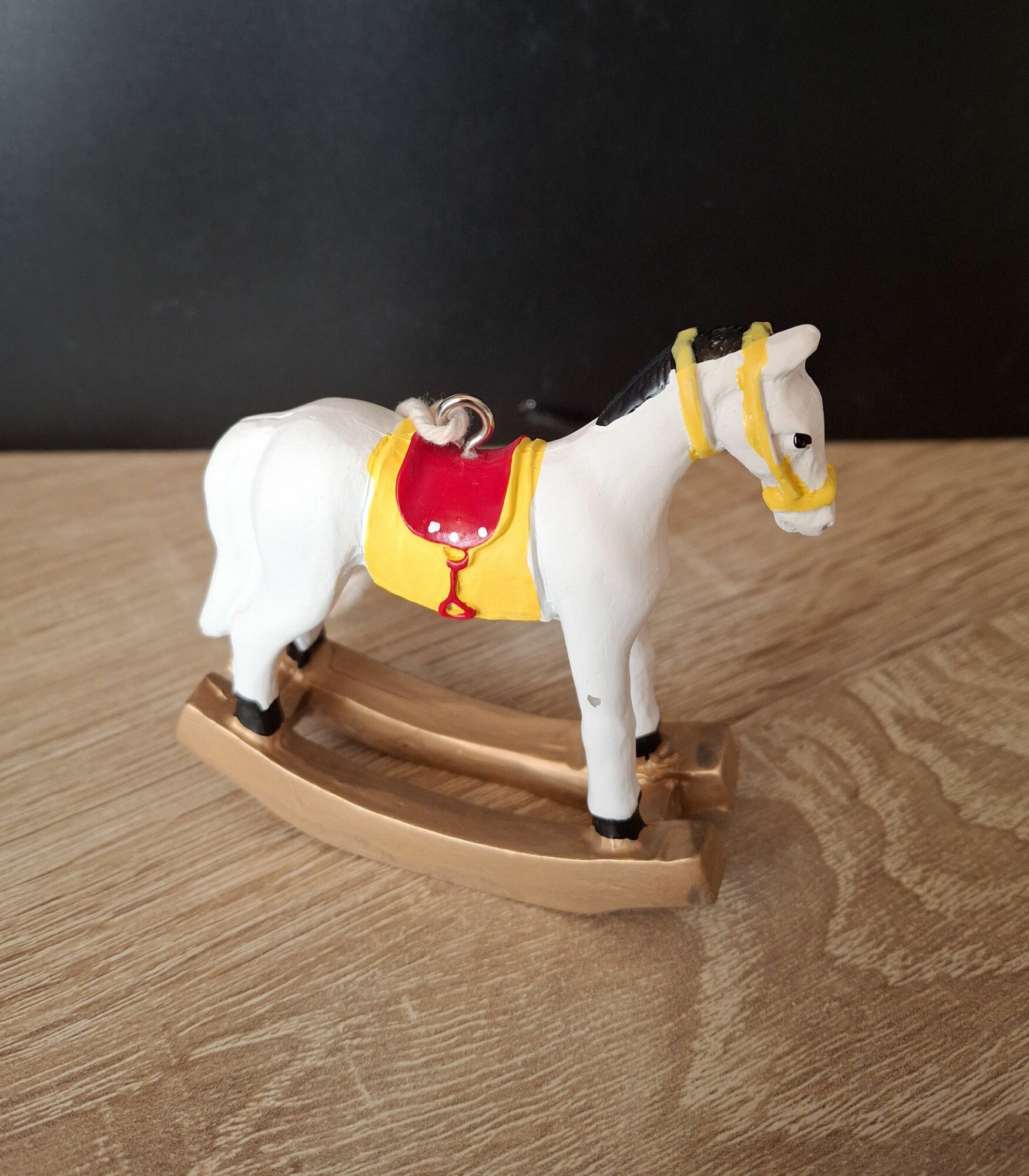 Миниатюра для ватной игрушки "Лошадка-качалка", гипс, раскрашенная - 1 шт.