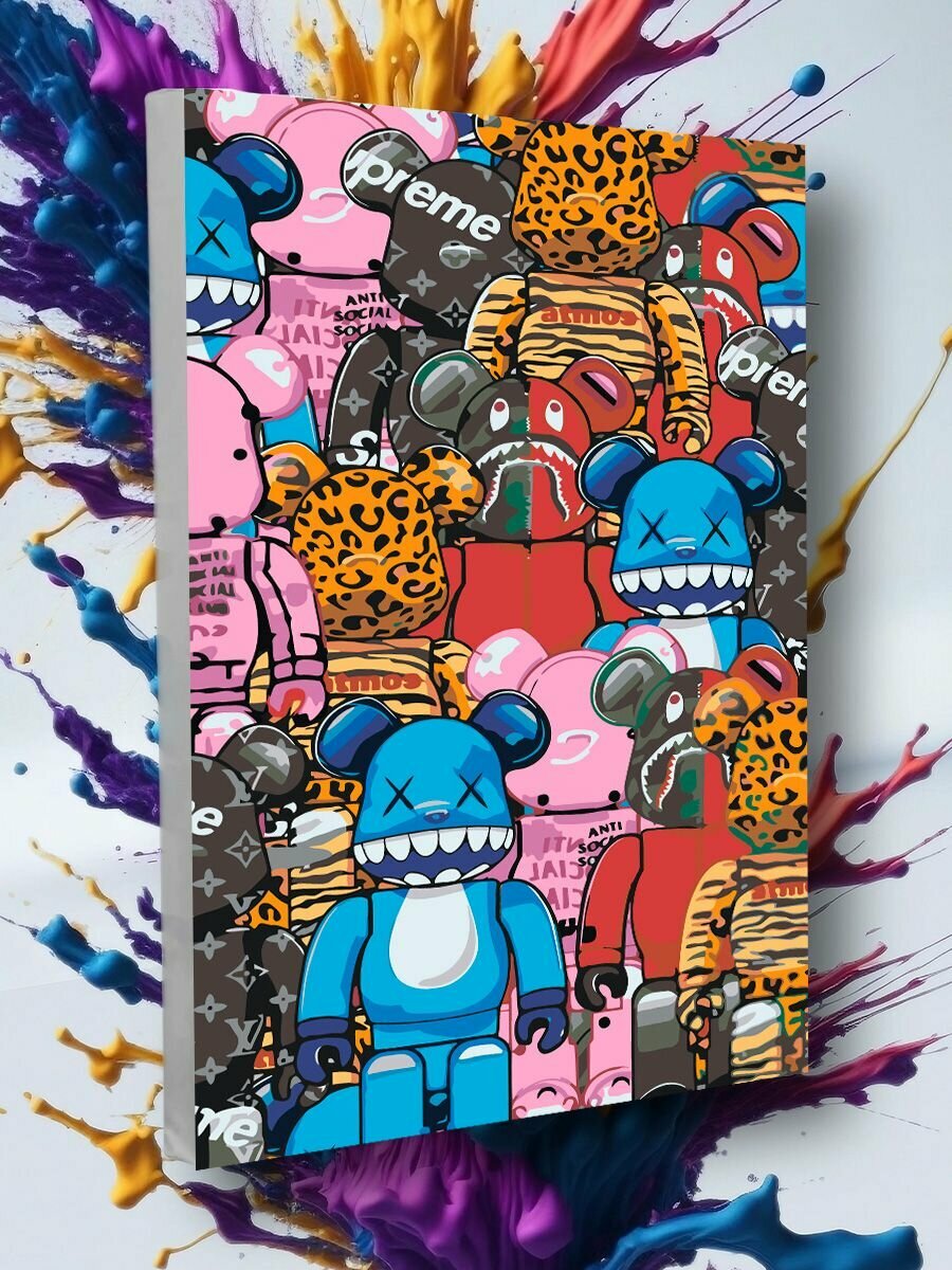 Картина по номерам кисть И холст "Bearbrick Медведи", акрил, холст, 40x50 см