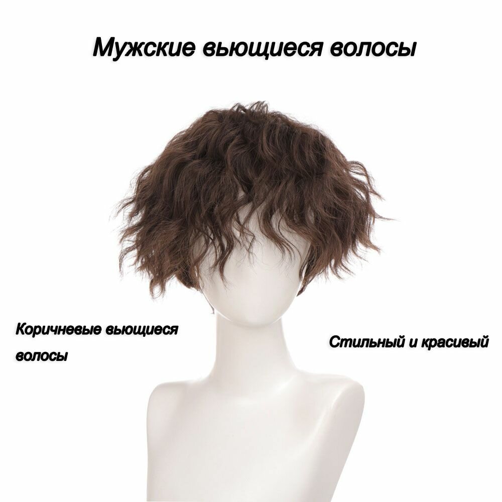 Мужской короткий кудрявый парик Хорошо сочетается с одеждой.