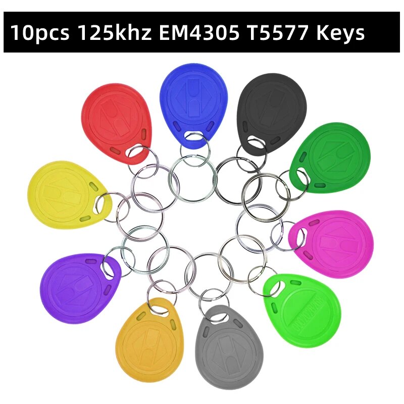 10 RFID брелоков 125 кГц EM4305 T5577, 10 цветов