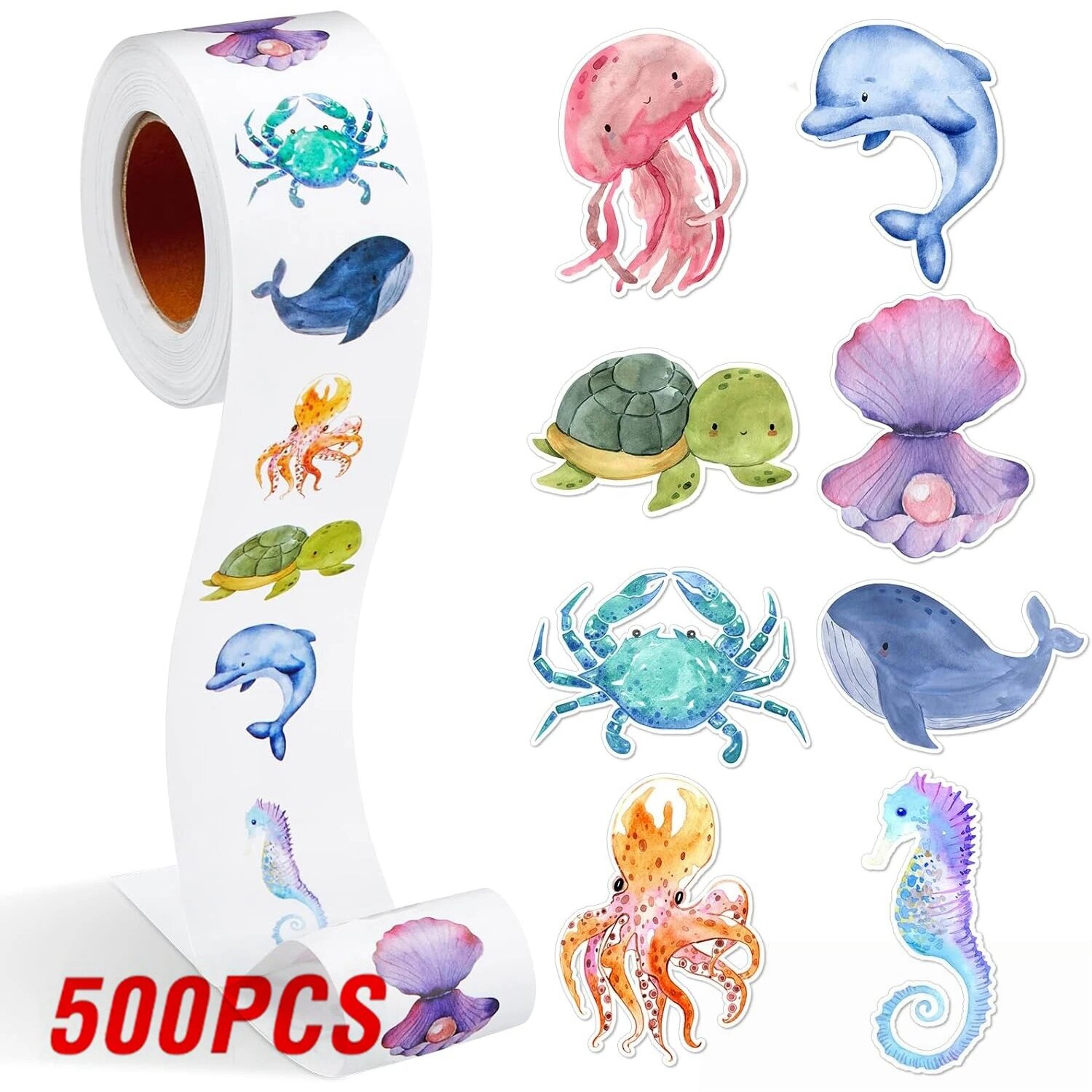 Наклейки морские животные 500шт. QY2624