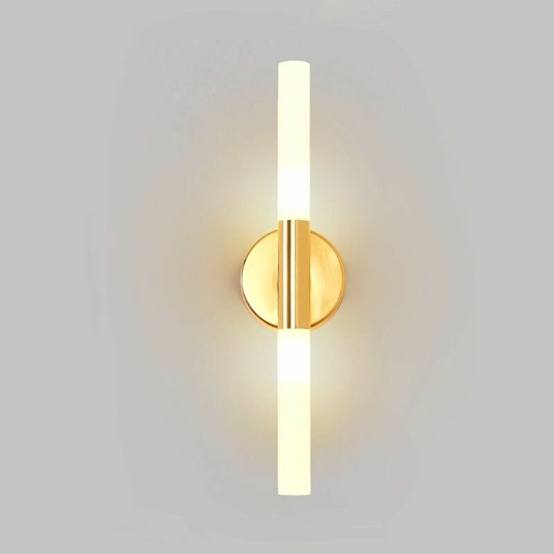 Бра, LED, настенное крепление, плафон из металла, золотой цвет