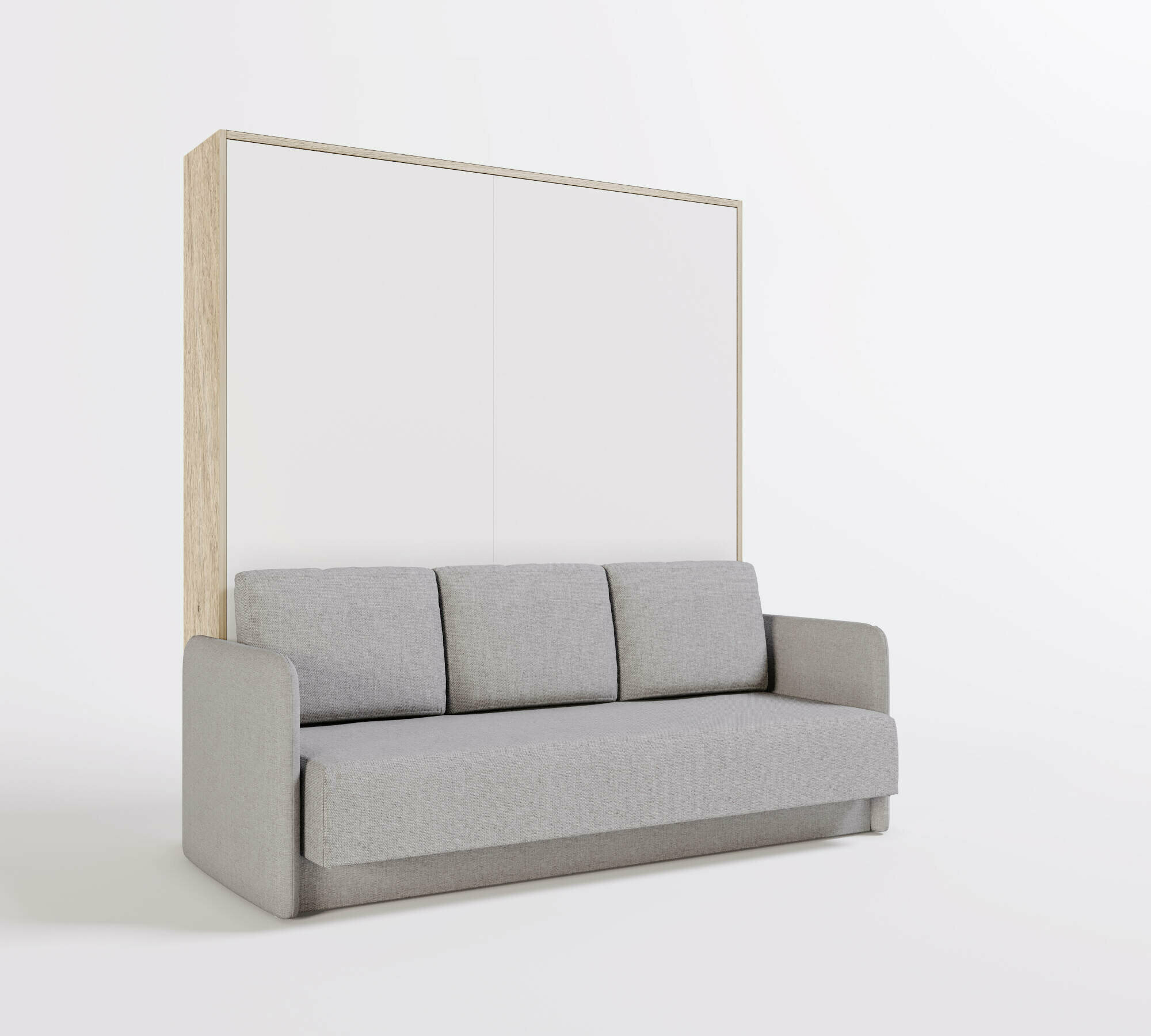 Шкаф кровать-трансформер с диваном Летто Пуф 1800 с узкими подлокотниками и нижней планкой Лайт Сканд