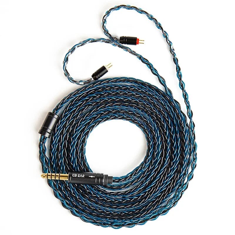 KBEAR ST12 Plus 8-ядерный серебряный кабель для наушников KZ EDX PRO 2PIN 4.4 Black blue