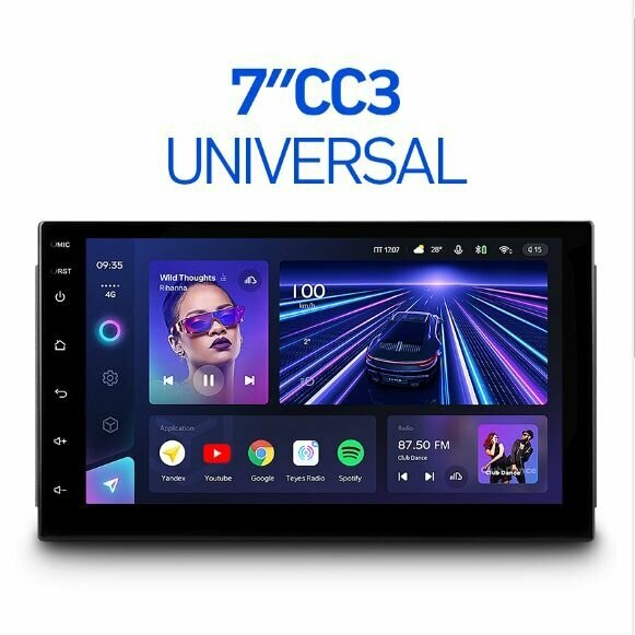 Новинка! Teyes CC3 4/32Gb Магнитола универсальная с экраном 7 дюймов / Активация голосового управления в подарок