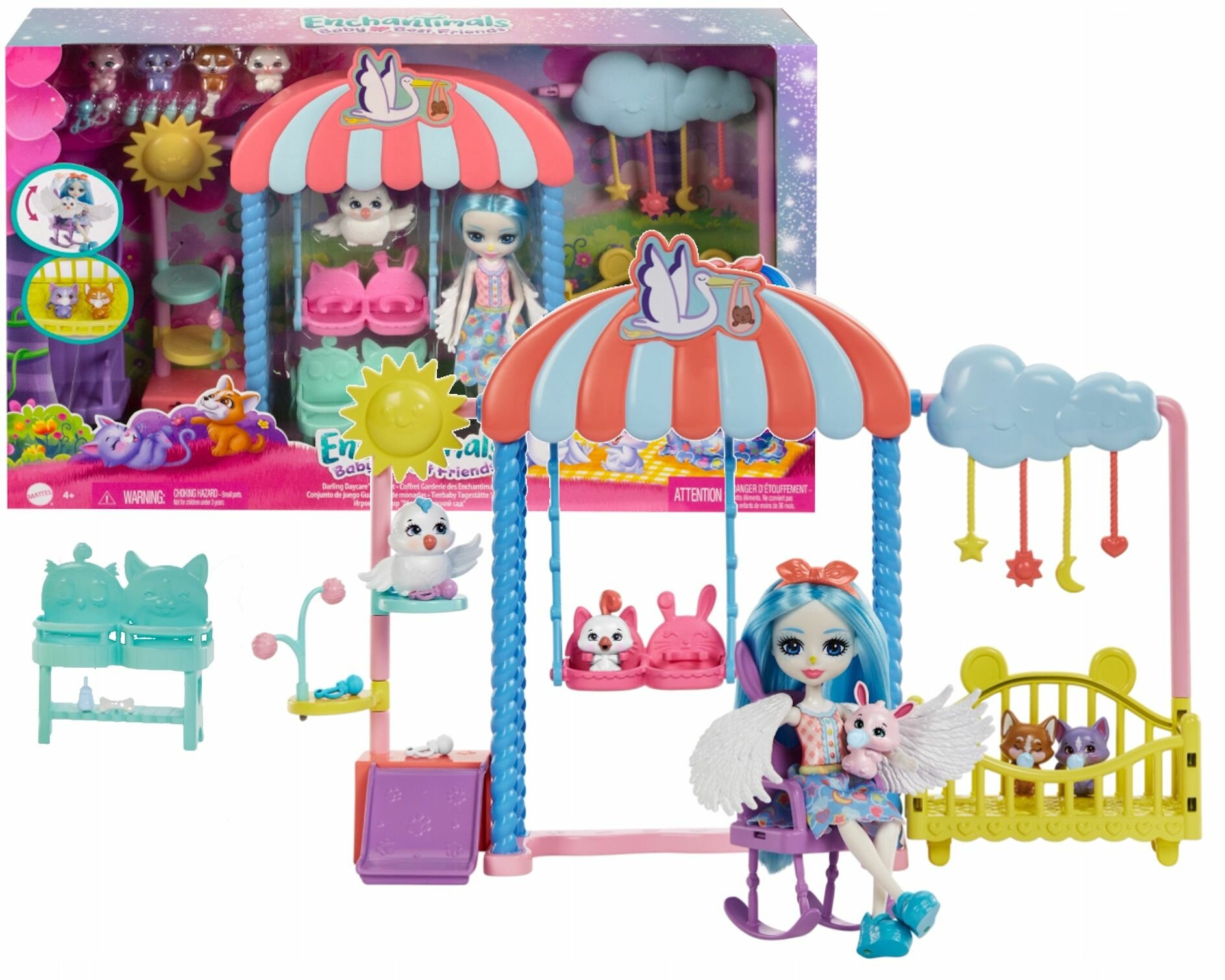 Игровой набор Mattel Enchantimals - Детская комната, ясли для зверят с куклой, животными и аксессуарами - Энчантималс HLH23
