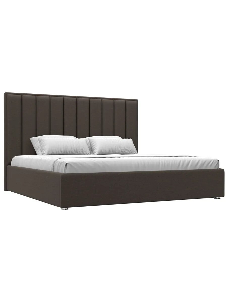 Кровать интерьерная Царица, спальное место 200х200 см, с ящиком для белья, на отропедических ламелях, рогожка