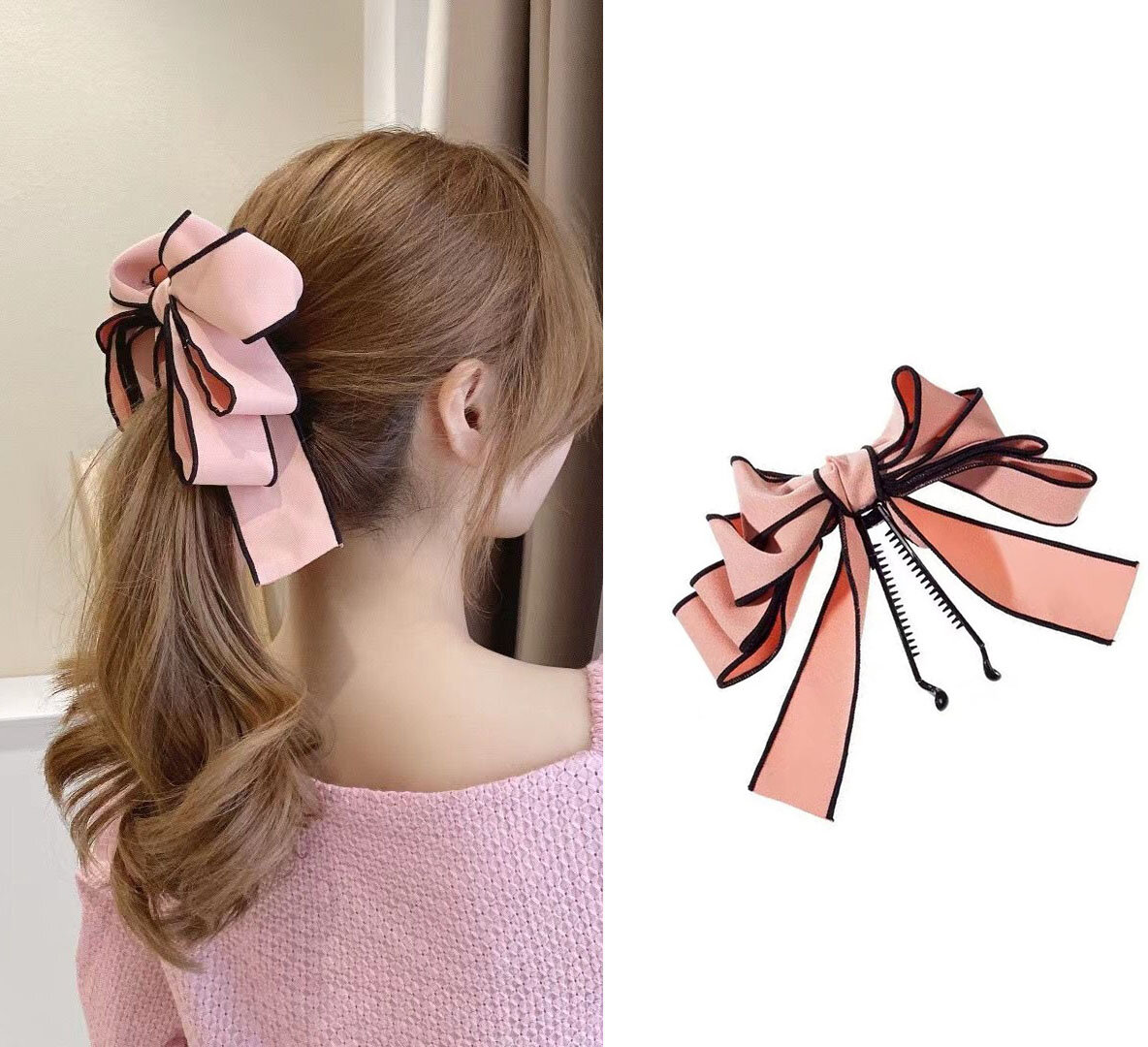 Бант заколка-банан для волос MyPads N446610, краб гребень с бантом для быстрой красивой прически