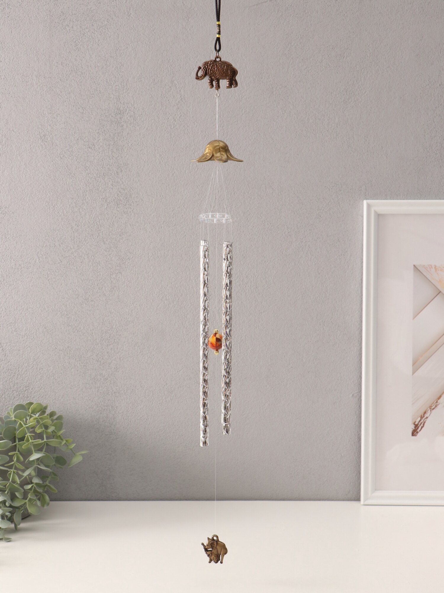 Музыка ветра металл "Слоны" 4 трубочки 1 фигурка 57 см микс