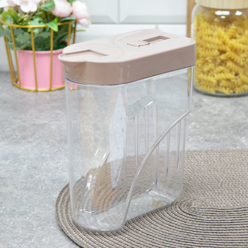 Банка пластиковая 1л для сыпучих продуктов, овальная, прозрачная, упорная