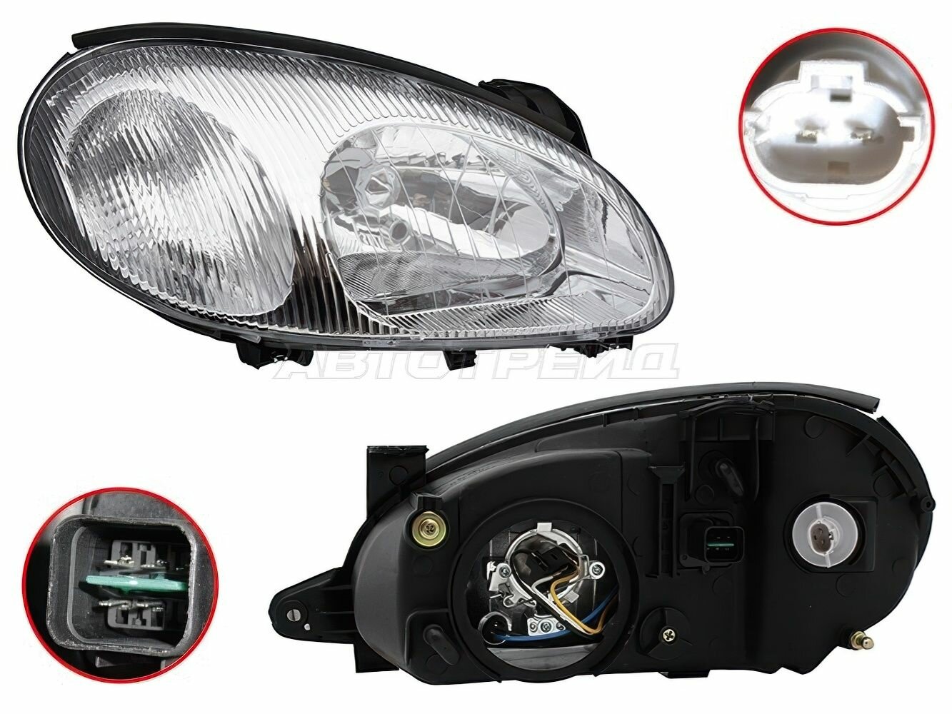 Фара правая для Шевроле Ланос, Заз T арт ST2221104RLD SAT