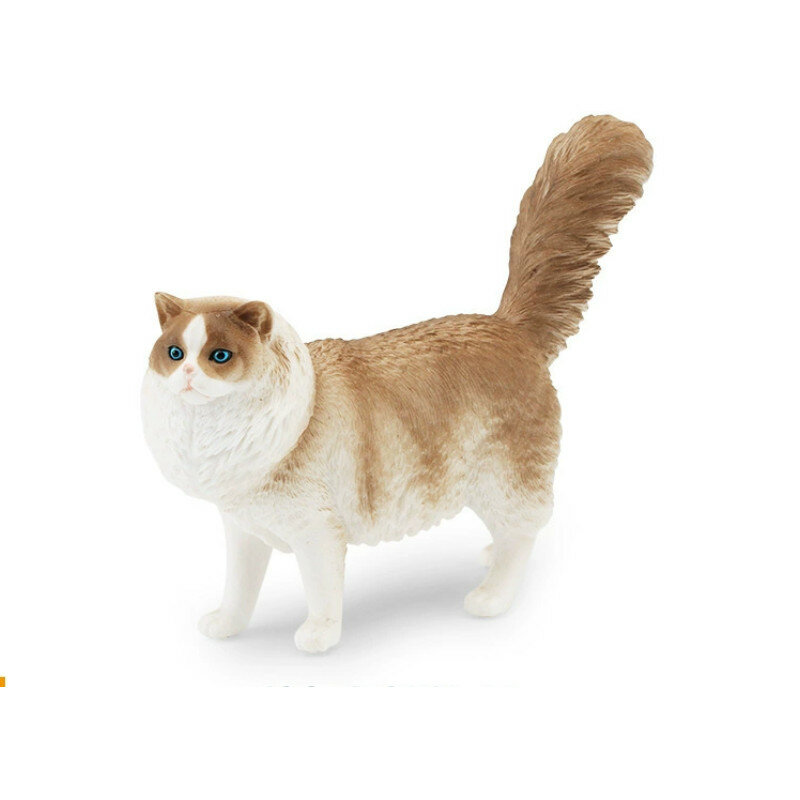 Cat animal model figurine plastic sitting siamese cat static decor for living room brown cat