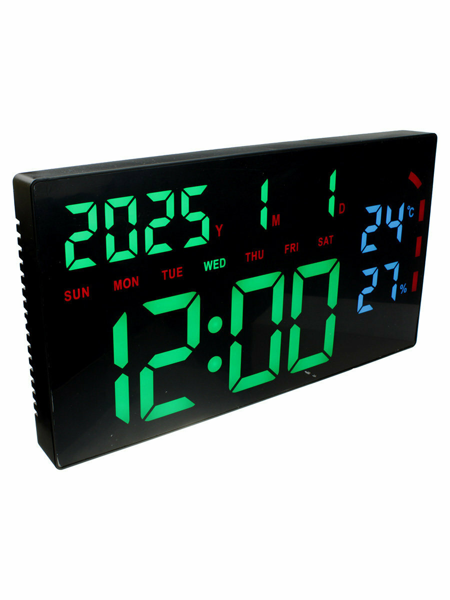 Часы VST-916Y будильник, температура, пульт, зеленые, синие цифры