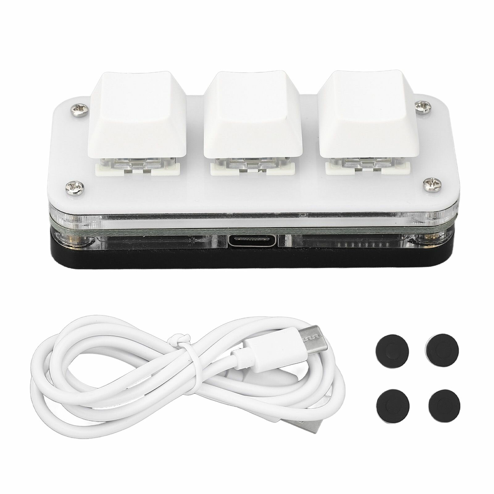 Механическая игровая клавиатура с тремя клавишами, мини-USB, программируемыми макросами, синими переключателями, RGB-подсветкой, компактная для ПК, офисной работы, белого цвета