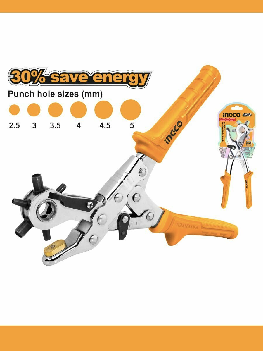 Просекатель (дырокол) для кожи диаметры 2.5 3.0 3.5 4.0 4.5 5.0 мм HLHP028 INGCO