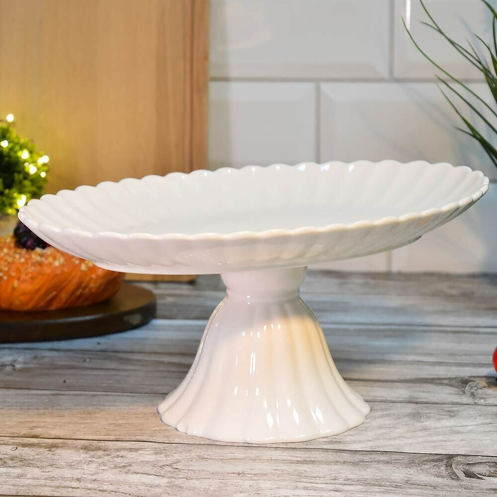 Фруктовница на ножке 30.5см из керамики, белая, для сервировки и украшения интерьера