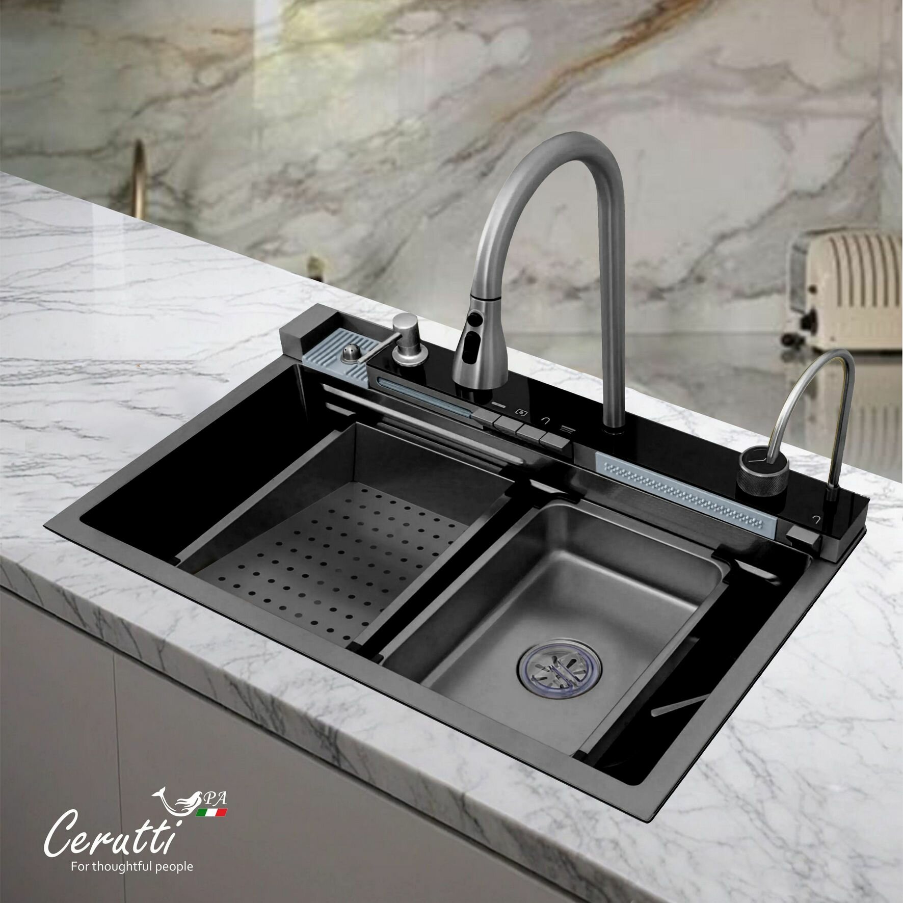 Кухонная мойка Ceruttispa Gloria II nano 75 CT10356 Черная, нержавеющая сталь