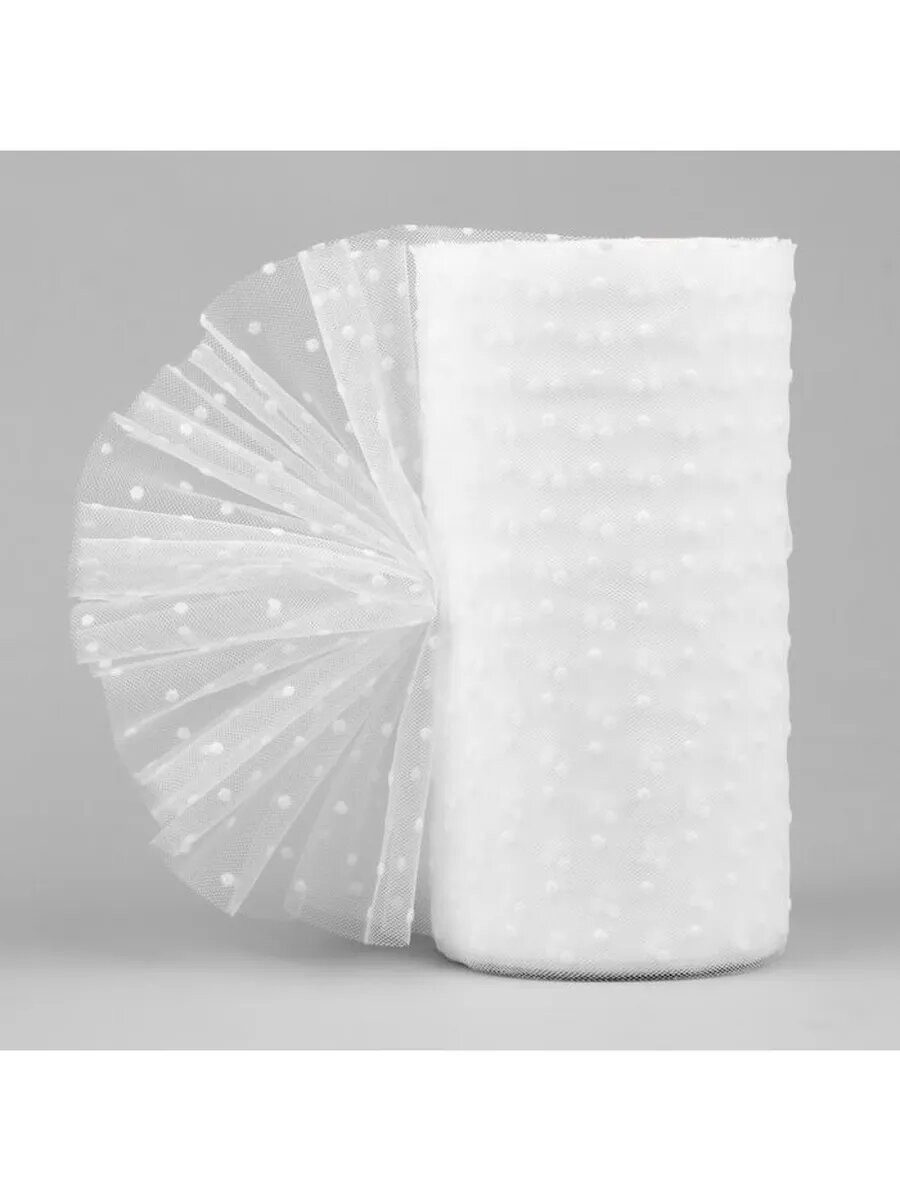 Фатин «Горох», 15 см, 11 ± 1 г/кв. м, 23 ± 1 м, цвет белый №1