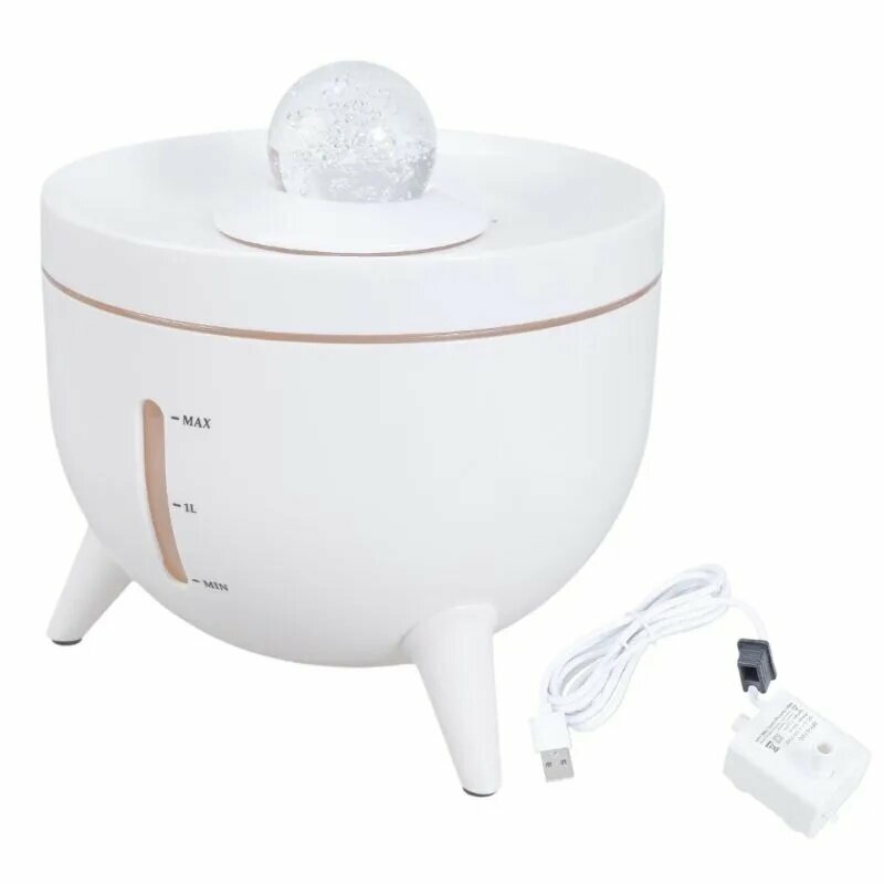 Автоматический фонтан для воды для кошек и собак 60Oz, хрустальный шар белого цвета