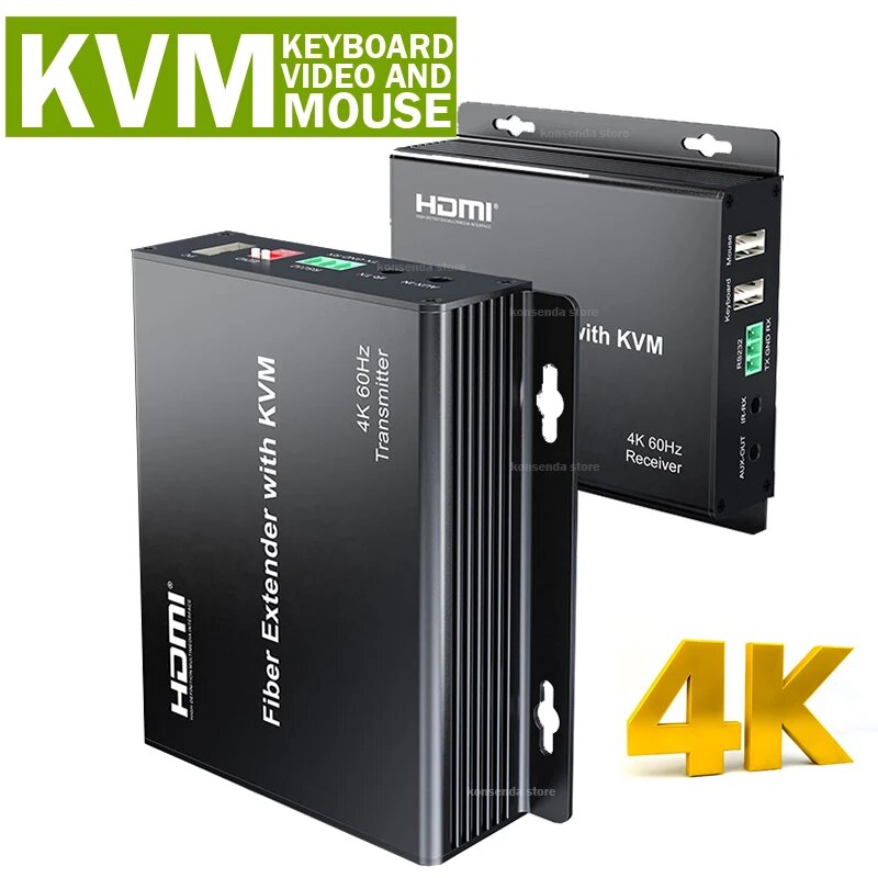 Konsenda 4K 60Гц HDMI оптоволоконный KVM-удлинитель Z265A with EU Plug