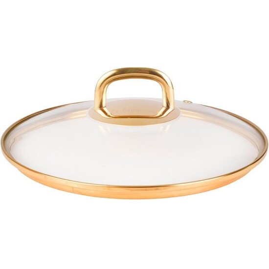 Крышка стеклянная Kukmara 28 см, с пароотводом и ручкой-кнопкой, золото (С28Т115)