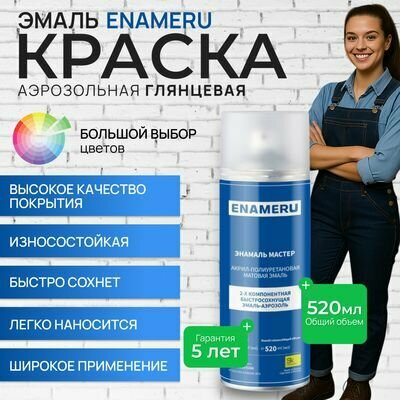 Аэрозольная краска для ПВХ, окон, пластика, МДФ, Энамеру, двухкомпонентная, шоколадный 8017