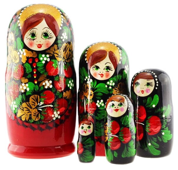 Матрешка деревянная авторская 5 мест 17 см сувенир Azhna