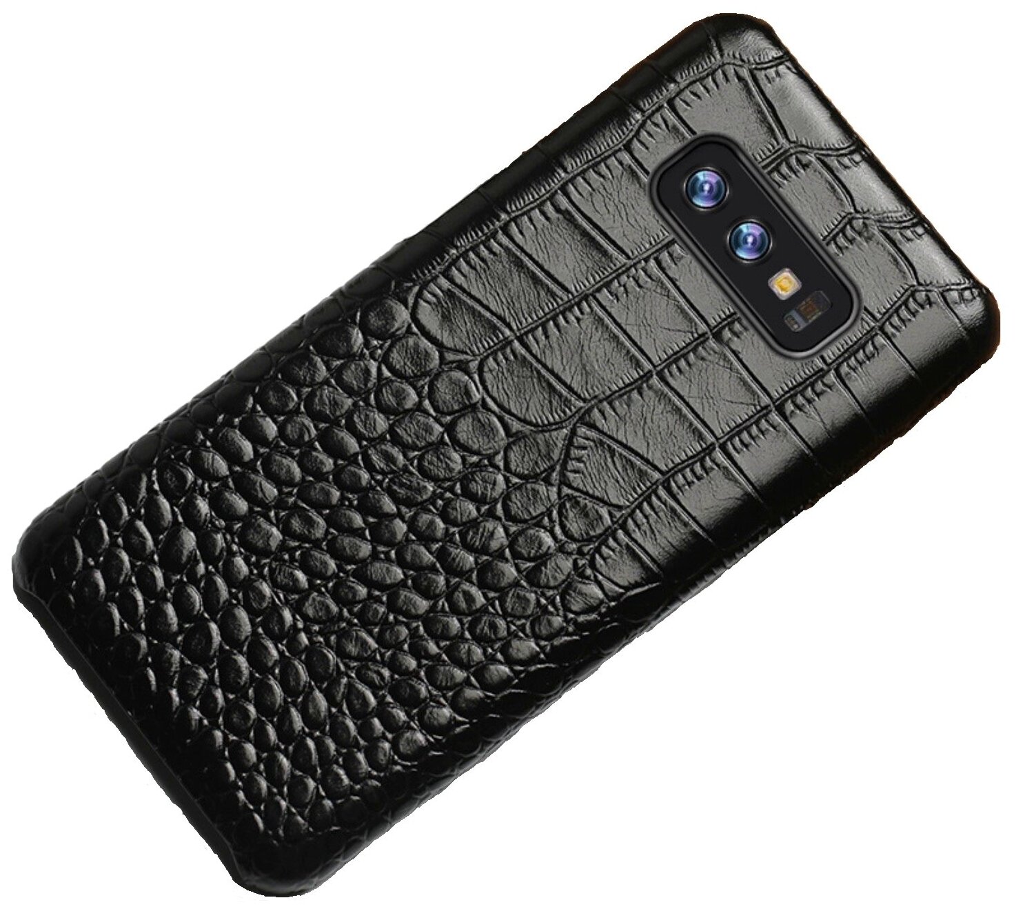 Чехол-накладка-бампер MyPads Premium для Samsung Galaxy S10+ Plus SM-G975F из натуральной кожи с тиснением крокодила экзотическая неповторимая фактура ручная работа черный