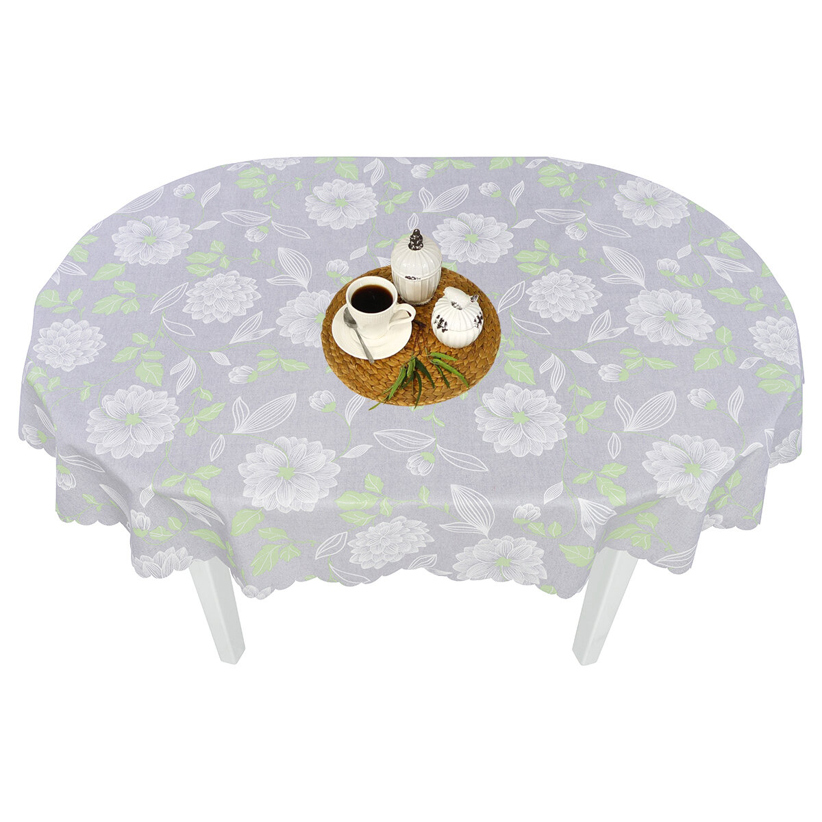 Скатерть на стол овальная водоотталкивающая Maifon Астры 220x140см