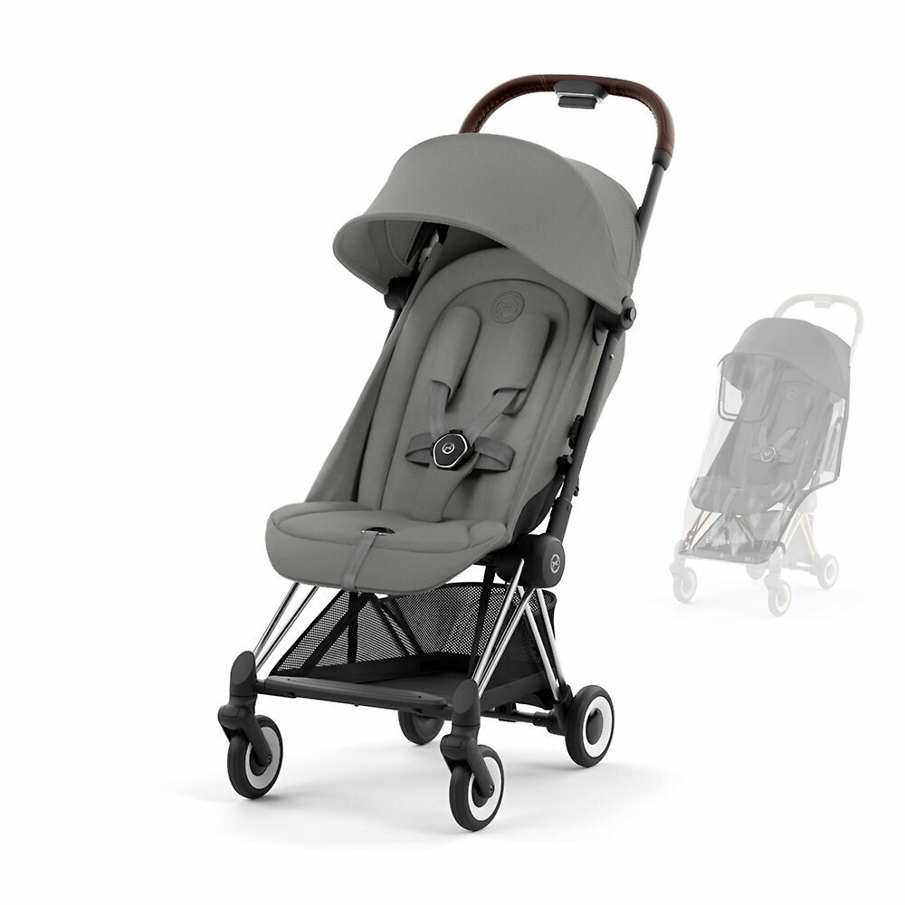 Прогулочная коляска Cybex Coya, цвет Mirage Grey RC / Chrome Brown (Серый / Серебристое шасси)