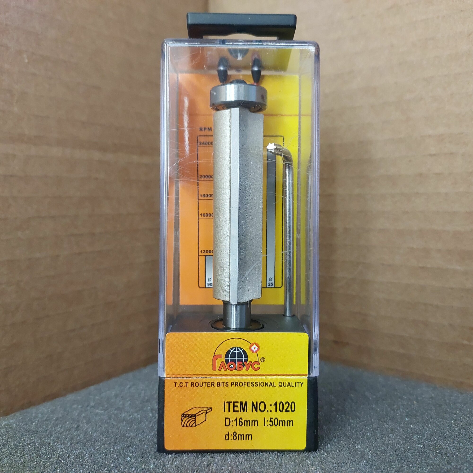 Фреза обгонная с нижним подшипником Глобус 1020 D:16mm I:50mm d:8mm Обгонная с (ниж подш) Арт:1020D16x50d8