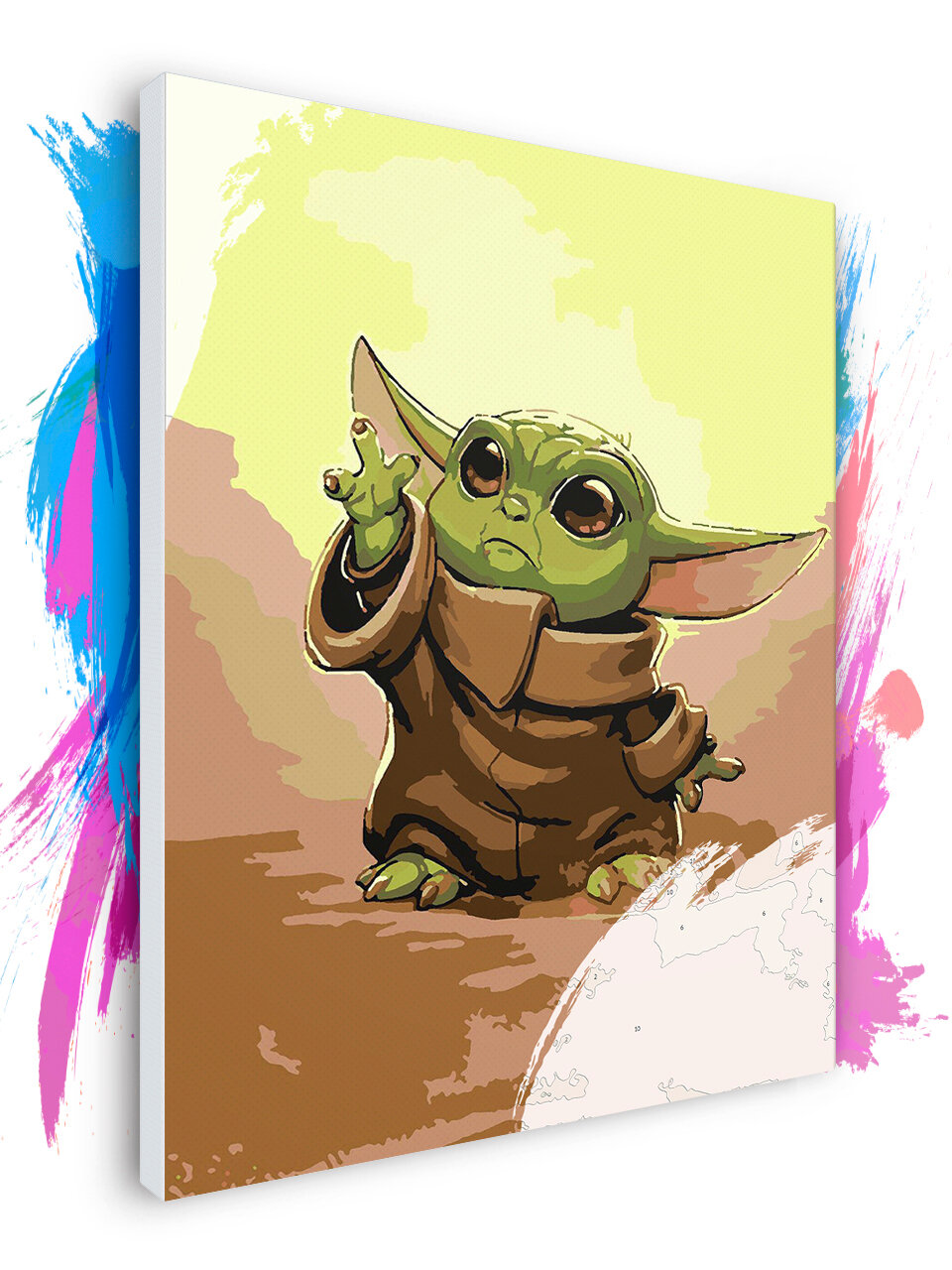 Картина по номерам на холсте Мандалорец - Малыш Йода Арт, 50 х 70 см