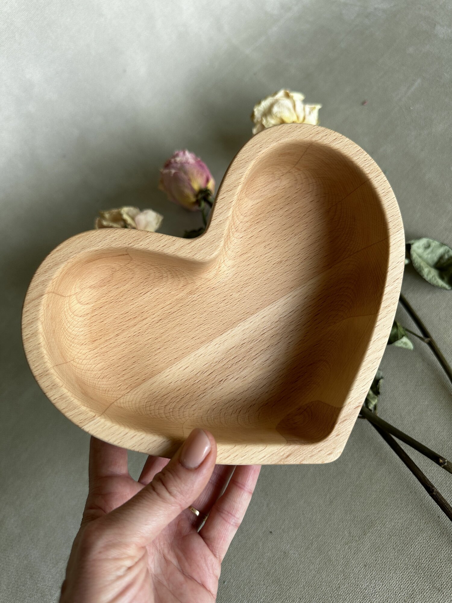 Поднос из массива БУКа в форме сердца, размер XXS, 18.6*14.8*4.5 см